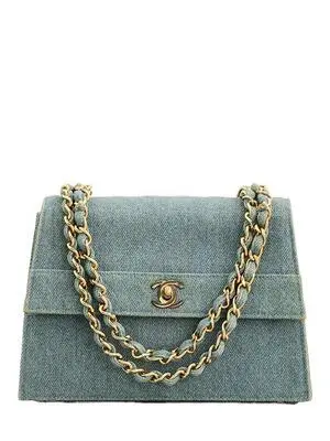 Shopbop Chanel Denim Turnlock Chain Shoulder Bag - Blue