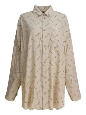 Balenciaga Oversized Logo Shirt - Beige
