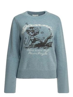 GANNI Mermaid Crewneck Sweater - Light Blue
