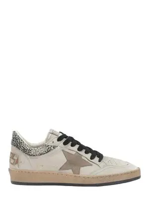 GOLDEN GOOSE Ball Star Sneakers With Leopard Print Accents - Beige/cream/black