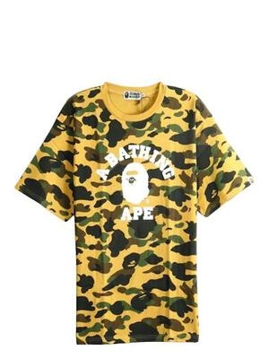 A BATHING APE 1st Camo College Tee Shirt - Yellow