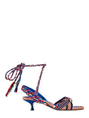 AMAMBAIH Aitana Braided Cotton Lace-up Kitten Heel Sandal - Miro