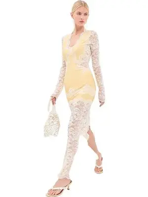 Rabanne Lace And Jersey Gown - Ivory