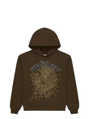 SP5DER Og Web Rhinestone Hoodie - Brown