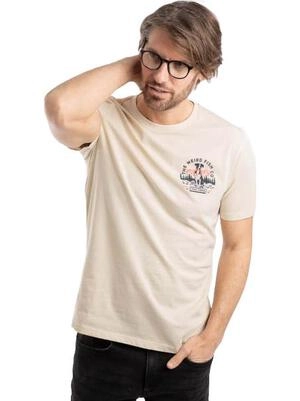 WEIRD FISH Dog Trails Back Print Graphic T-shirt Egg Shell