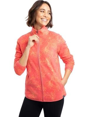 WEIRD FISH Rochelle Full Zip Printed Microfleece Jacket - Flamingo