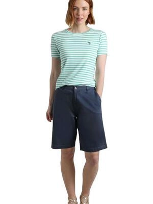 WEIRD FISH Annalise Knee Length Chino Shorts - Navy