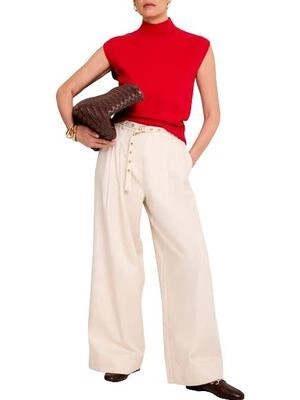 Mint Velvet Sleeveless High Neck Wool Blend Knit Top - Red