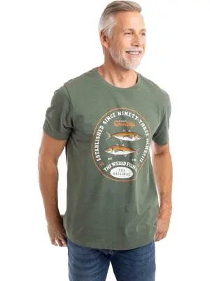 WEIRD FISH Fish Stamp Front Print Graphic T-shirt - Basil