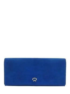 GIANVITO ROSSI Monica Suede Clutch With Ribbon Clasp And Chain Strap - Blue Suede