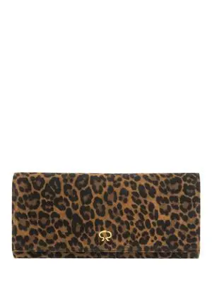 GIANVITO ROSSI Monica Suede Clutch With Gold Tone Chain Strap - Leopard Print Suede