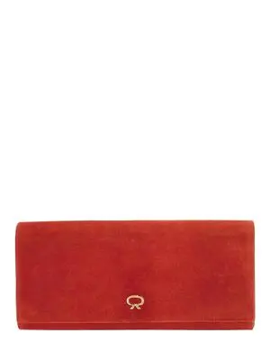 GIANVITO ROSSI Monica Suede Clutch With Gold Tone Chain Strap - Orange Suede
