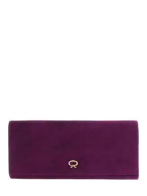 GIANVITO ROSSI Monica Suede Clutch With Ribbon Clasp And Chain Strap - Purple Suede
