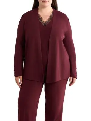 Anne Klein Open Front Cardigan With Button Cuffs - Barolo