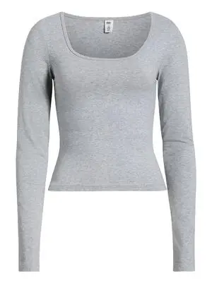 Bp. BP. Deep Scoop Neck Long Sleeve Cotton Blend Tee Grey Soft Heather