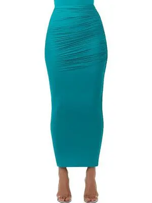 Naked Wardrobe Ruched Maxi Skirt - Aqua