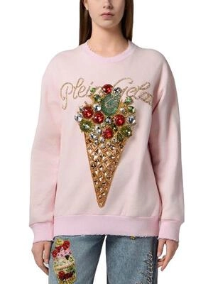 Philipp Plein Gelato Sweatshirt With Rhinestone Embellishment - Rose/pink