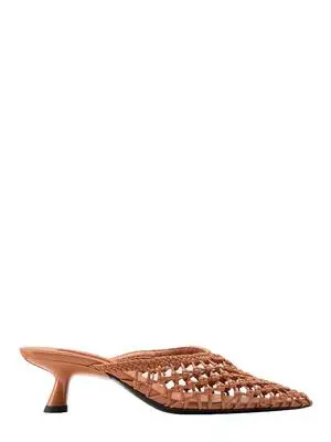 SIMONMILLER Knotted Mule Kitten Heel - Chestnut