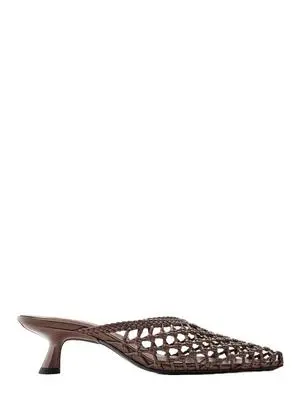 SIMONMILLER Knotted Mule Kitten Heel - Chocolate