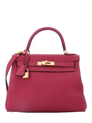 Hermès Kelly Handbag Togo With Gold Hardware 28 - Red
