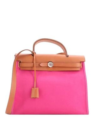 Hermès Herbag Zip Leather And Toile 31 - Pink