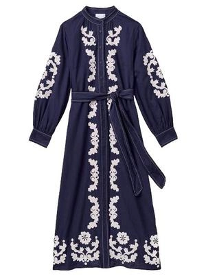 CARTOLINA Ophelia Linen Midi Shirtdress - Navy