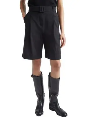 Eleventy Belted Stretch Virgin Wool Shorts - 22 Black