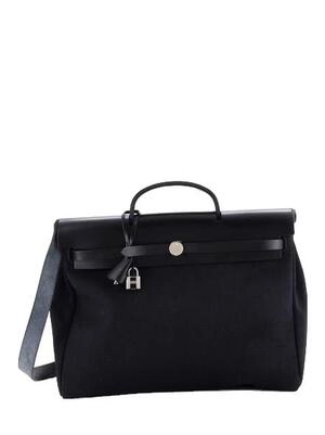 Hermès Herbag Zip Leather And Toile 39 - Black