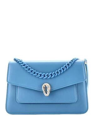 BVLGARI Serpenti Forever Maxi Chain Crossbody Bag Leather Medium - Blue