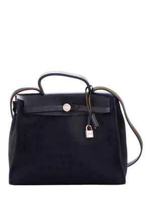 Hermès Herbag Toile And Leather Pm - Black
