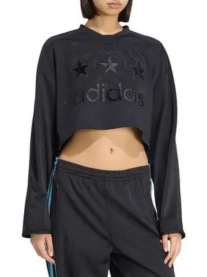 ADIDAS ORIGINALS Cropped Mesh Hockey Jersey - Black