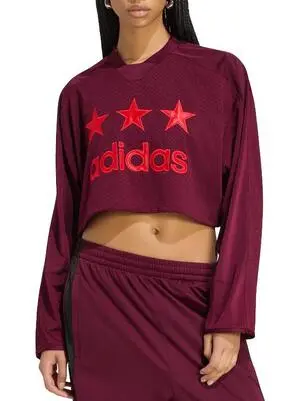 ADIDAS ORIGINALS Cropped Mesh Hockey Jersey - Maroon