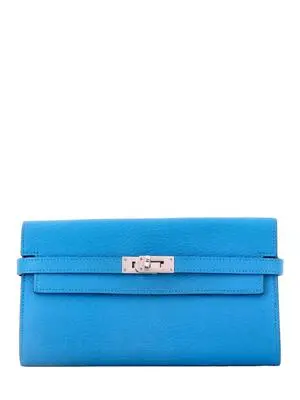 Hermès Kelly Wallet Chevre Mysore Long - Blue