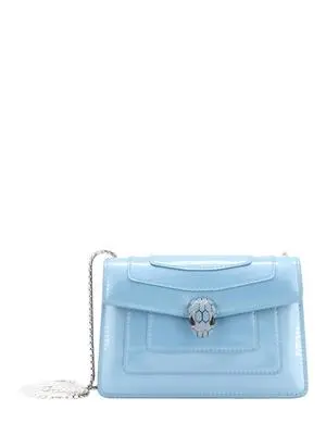 BVLGARI Serpenti Forever Square Shoulder Bag Patent Small - Blue
