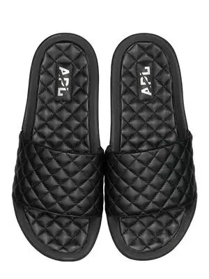 Apl Lusso Quilted Leather Slides - Black
