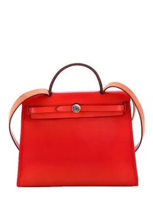 Hermès Herbag Zip Leather And Toile 31 - Red