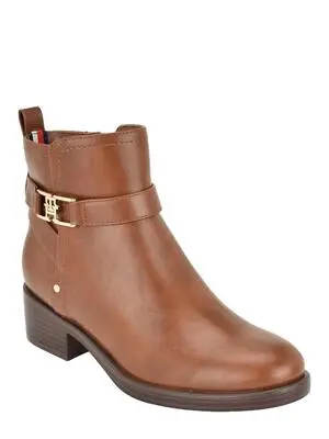 Tommy Hilfiger Idala Faux Leather Block Heel Bootie - Bark