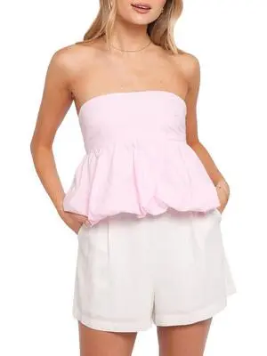 PETAL & PUP Yvanna Bubble Hem Strapless Top - Pink