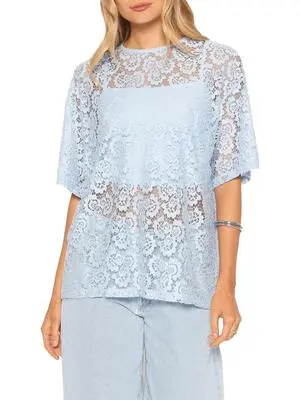 PETAL & PUP Tia Lace Top - Light Blue