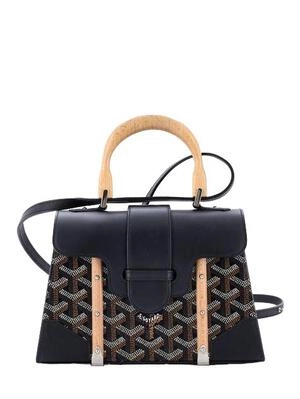 Goyard Structured Saigon Top Handle Bag Coated Canvas With Leather Mini - Black