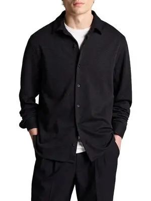 Vince Herringbone Long Sleeve Button Up Shirt - Coastal/azure