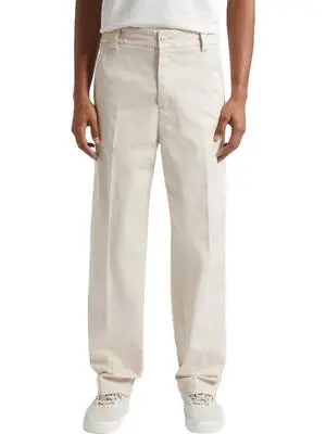 Moncler Stretch Cotton Straight Leg Pants - White