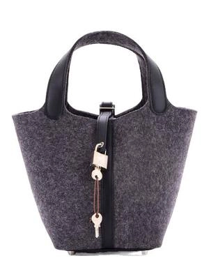 Hermès Picotin Lock Bag Felt With Leather Pm - Grey