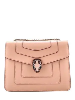 BVLGARI Serpenti Forever Square Shoulder Bag Leather Small - White