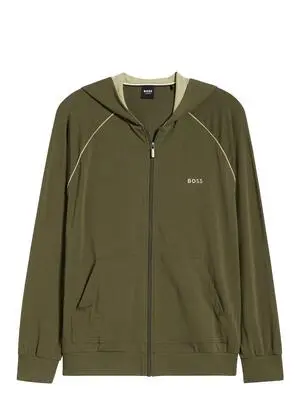 BOSS Mix & Match Hooded Zip Jacket - Open Green