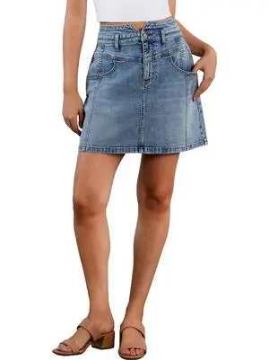 WASH LAB DENIM Penelope Denim Miniskirt - Relaxed Blue