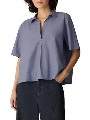 Eileen Fisher Organic Cotton Popover Shirt - Infinity