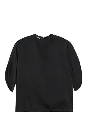 Herno Satin Top With Jewel Neck And Drawcord Hem - 9300 Nero
