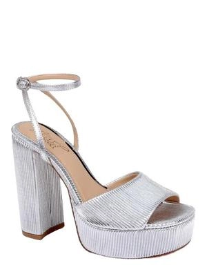 Badgley Mischka Bahari Platform Sandal - Silver Fabric