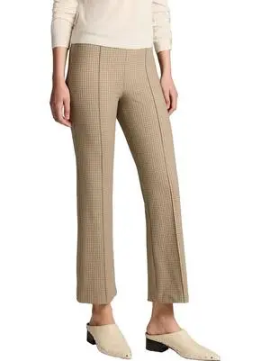 Vince Mid Rise Crop Flare Plaid Pants - Oak Buff Check